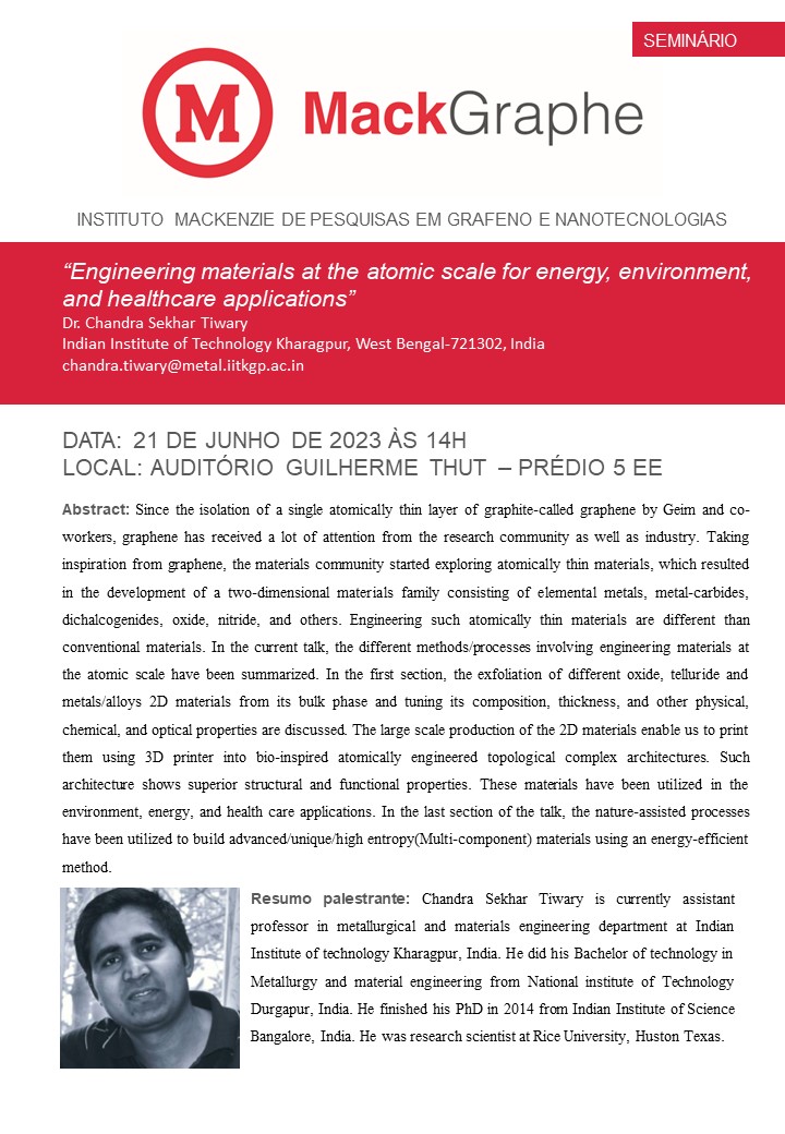 Seminário - Materiais de engenharia em escala atômica para aplicações ...